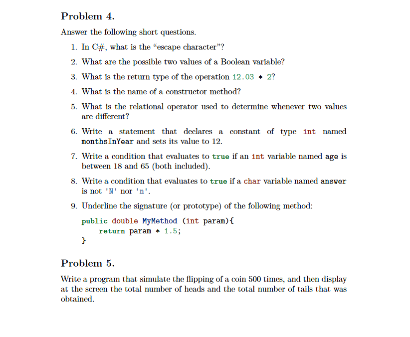 Solved Problem 4. Answer the following short questions. 1. | Chegg.com