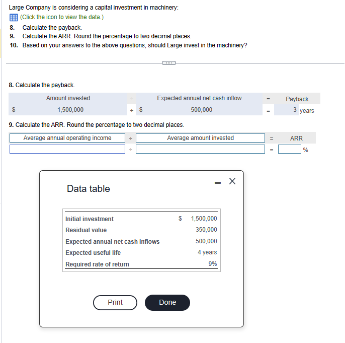 Solved Large Company is considering a capital investment in | Chegg.com