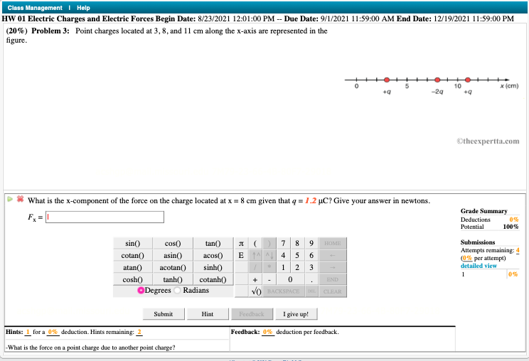 Solved Class Management | Help HW 01 Electric Charges and | Chegg.com