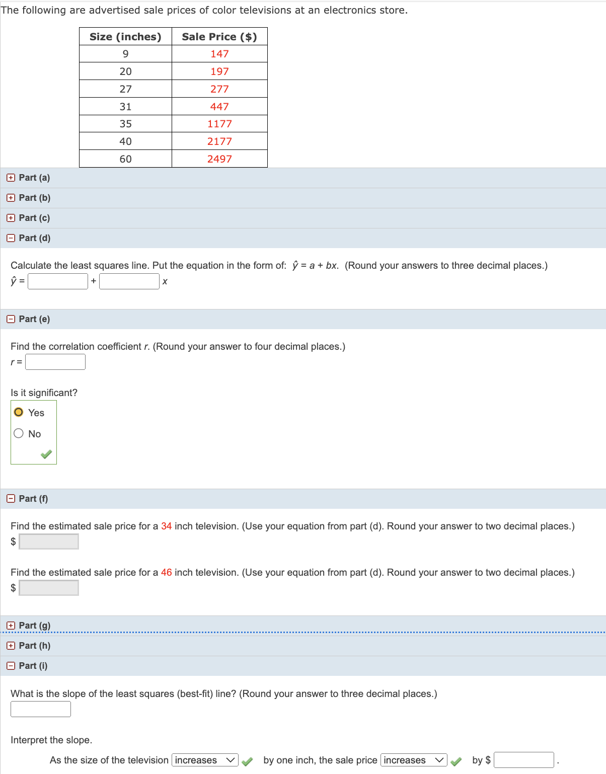 Solved Part (b) Part (c) Part (d) Calculate the least | Chegg.com