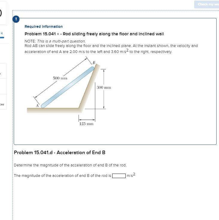Solved Check my wo Required Information Problem 15.041+ Rod | Chegg.com Solved Check my wo Required Information Problem 15.041+ Rod | Chegg.com