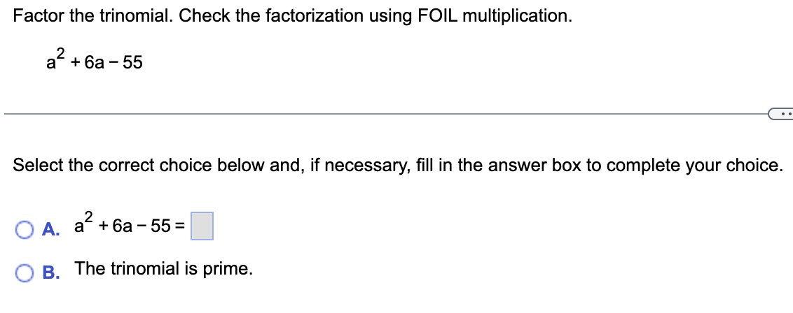 Solved Factor the trinomial. Check the factorization using | Chegg.com