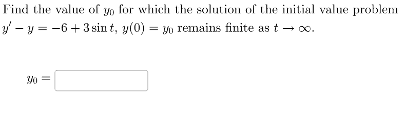 Solved Find the value of y0 for which the solution of the | Chegg.com