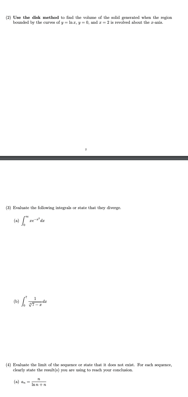 Solved (2) Use the disk method to find the volume of the | Chegg.com