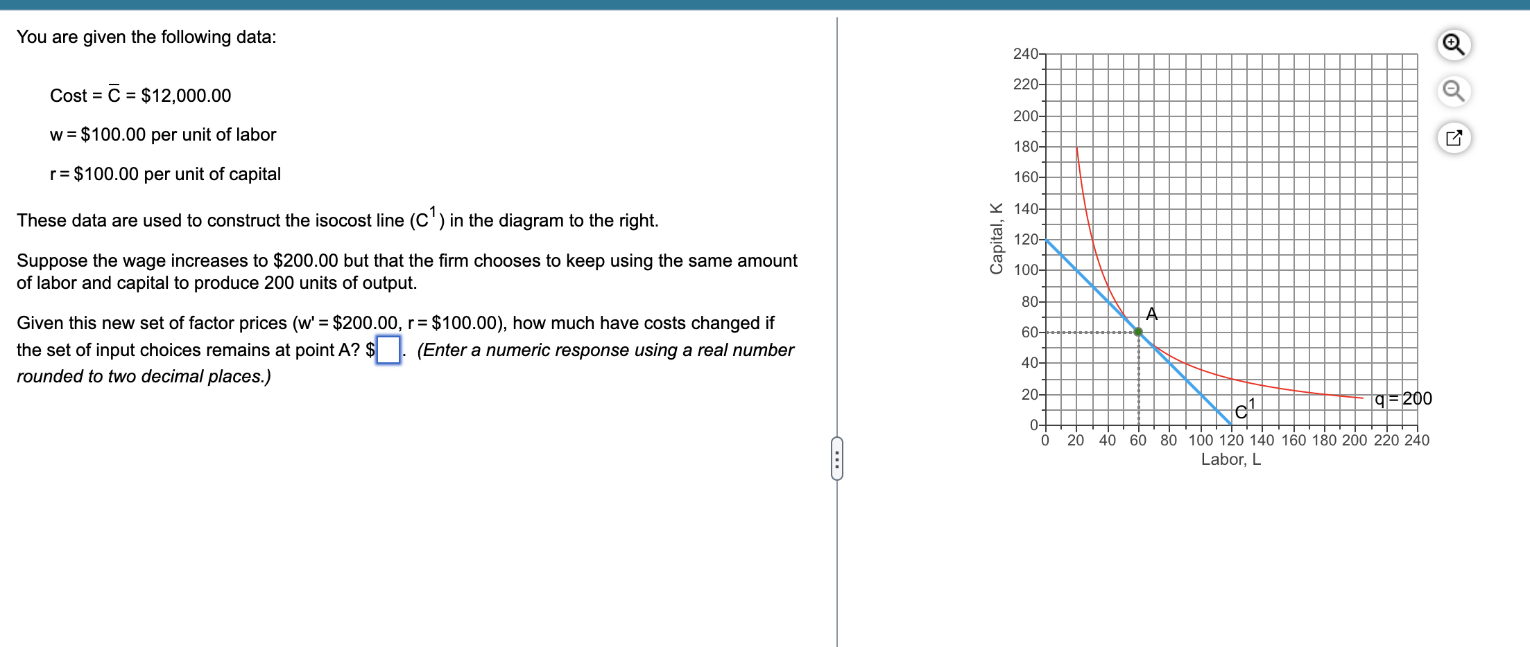 Solved Use the line drawing tool to draw a new isocost line | Chegg.com Solved Use the line drawing tool to draw a new isocost line | Chegg.com