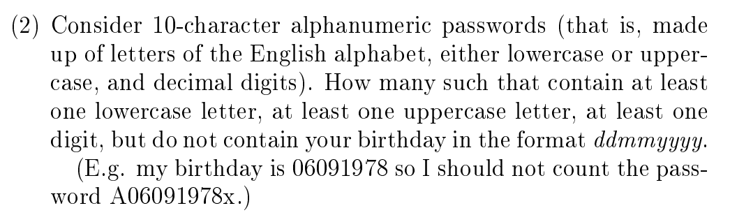 Solved Consider 10-character alphanumeric passwords | Chegg.com