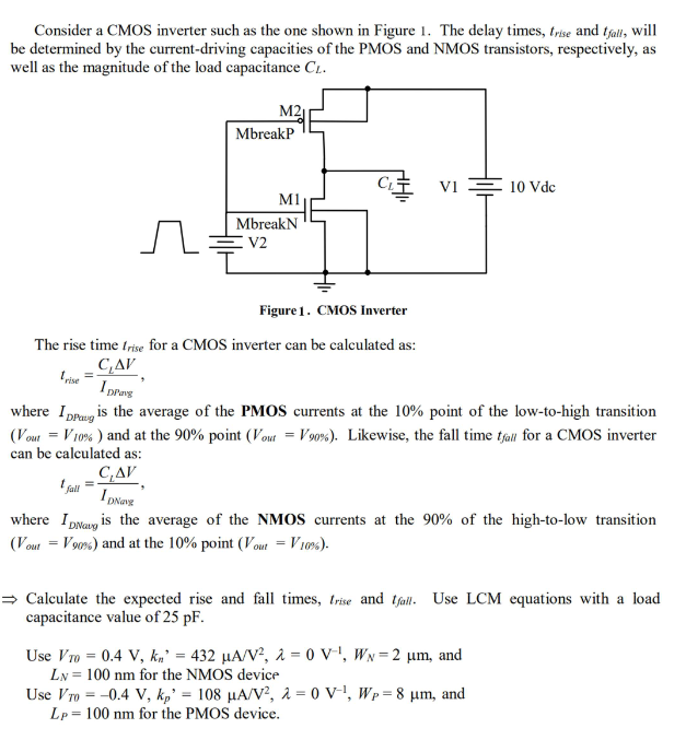 Solved solve with numbersConsider a CMOS inverter such as | Chegg.com