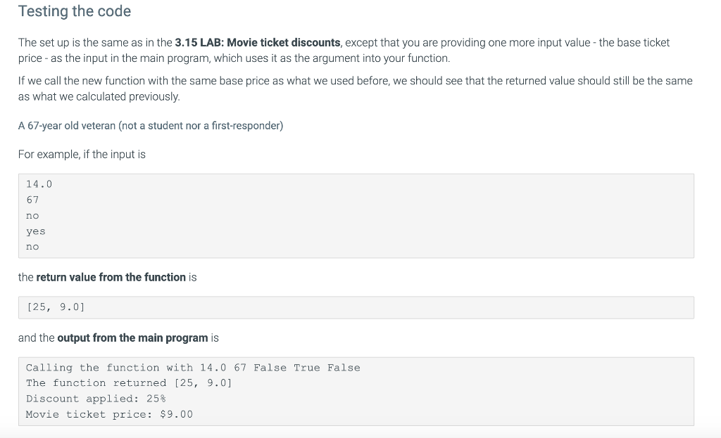 Solved This lab is based on the 3.15 LAB: Movie ticket | Chegg.com