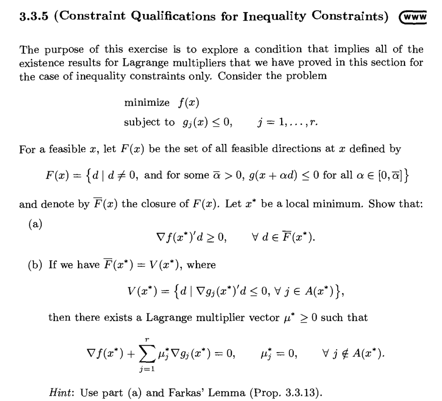 3.3.5 (Constraint Qualifications for Inequality | Chegg.com