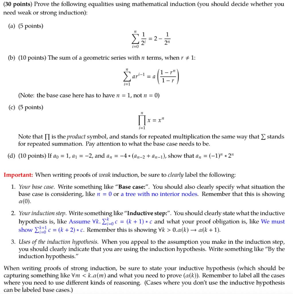 Solved (30 points) Prove the following equalities using | Chegg.com