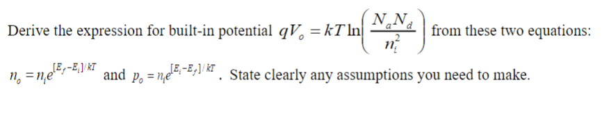 Solved Derive the expression for built-in potential | Chegg.com