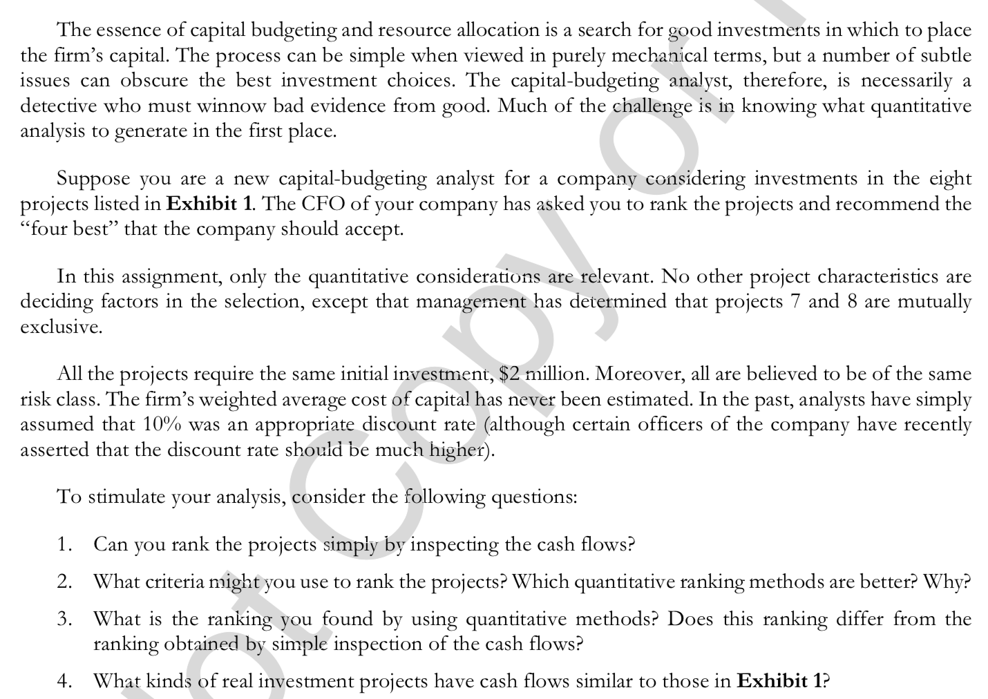 a a The essence of capital budgeting and resource | Chegg.com