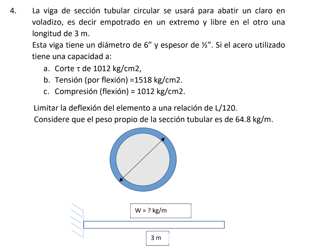 Solved The circular tubular section beam will be used to | Chegg.com