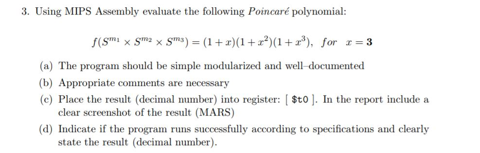 Solved 3. Using MIPS Assembly evaluate the following | Chegg.com