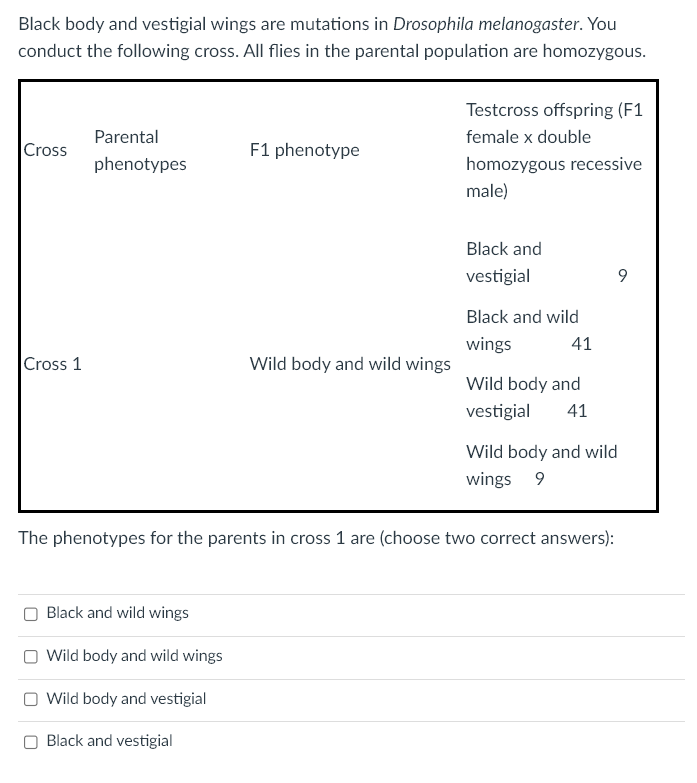Black body and vestigial wings are mutations in | Chegg.com