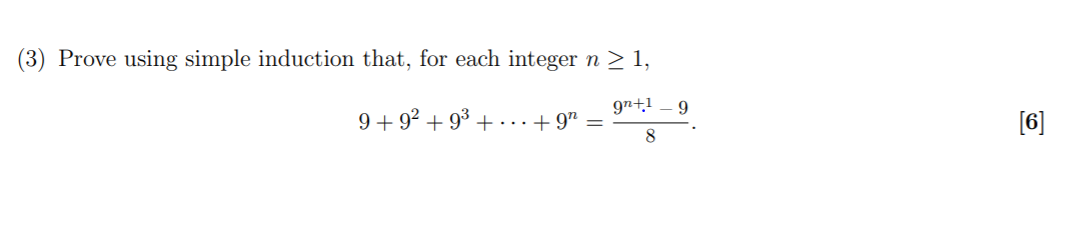 Solved (3) Prove using simple induction that, for each | Chegg.com