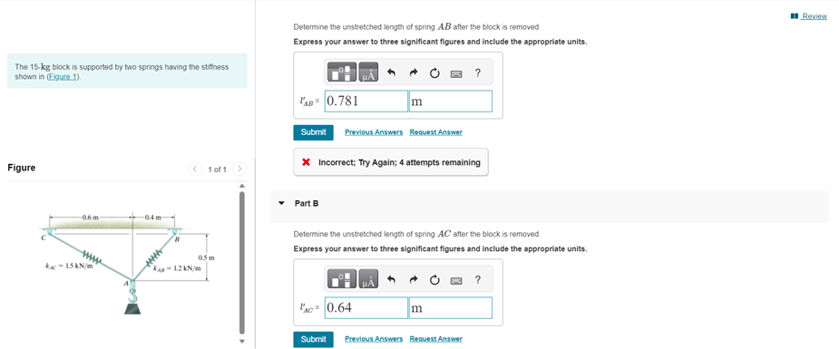 Solved Determine the unstretched length of spring AB after | Chegg.com