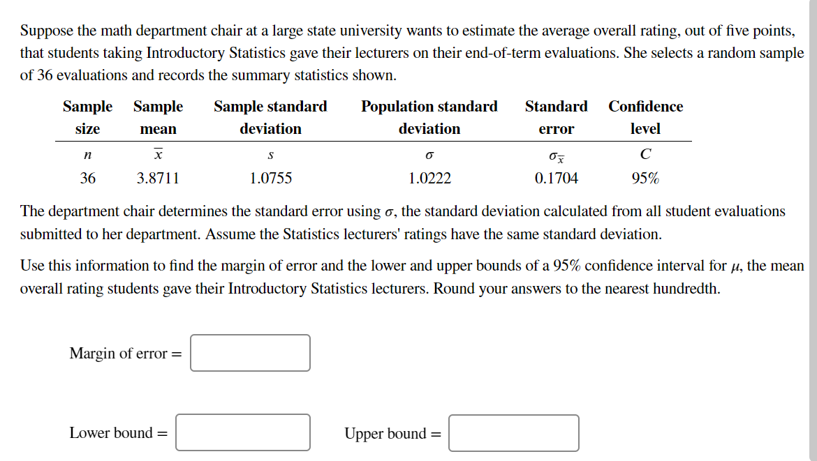 Solved Suppose the math department chair at a large state | Chegg.com