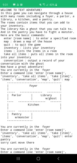 Python Text Adventure Game Text for the text file | Chegg.com
