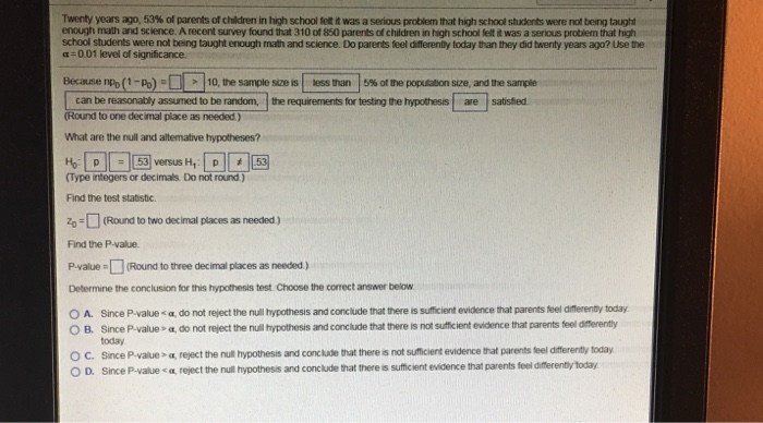 Solved Because nP0 (1-P0) = _ > 10 Find test | Chegg.com