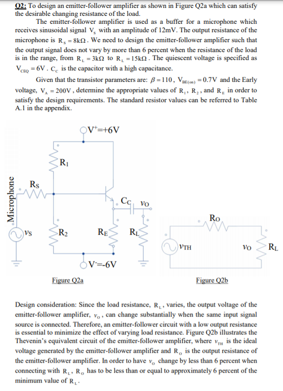 02: To design an emitter-follower amplifier as shown | Chegg.com
