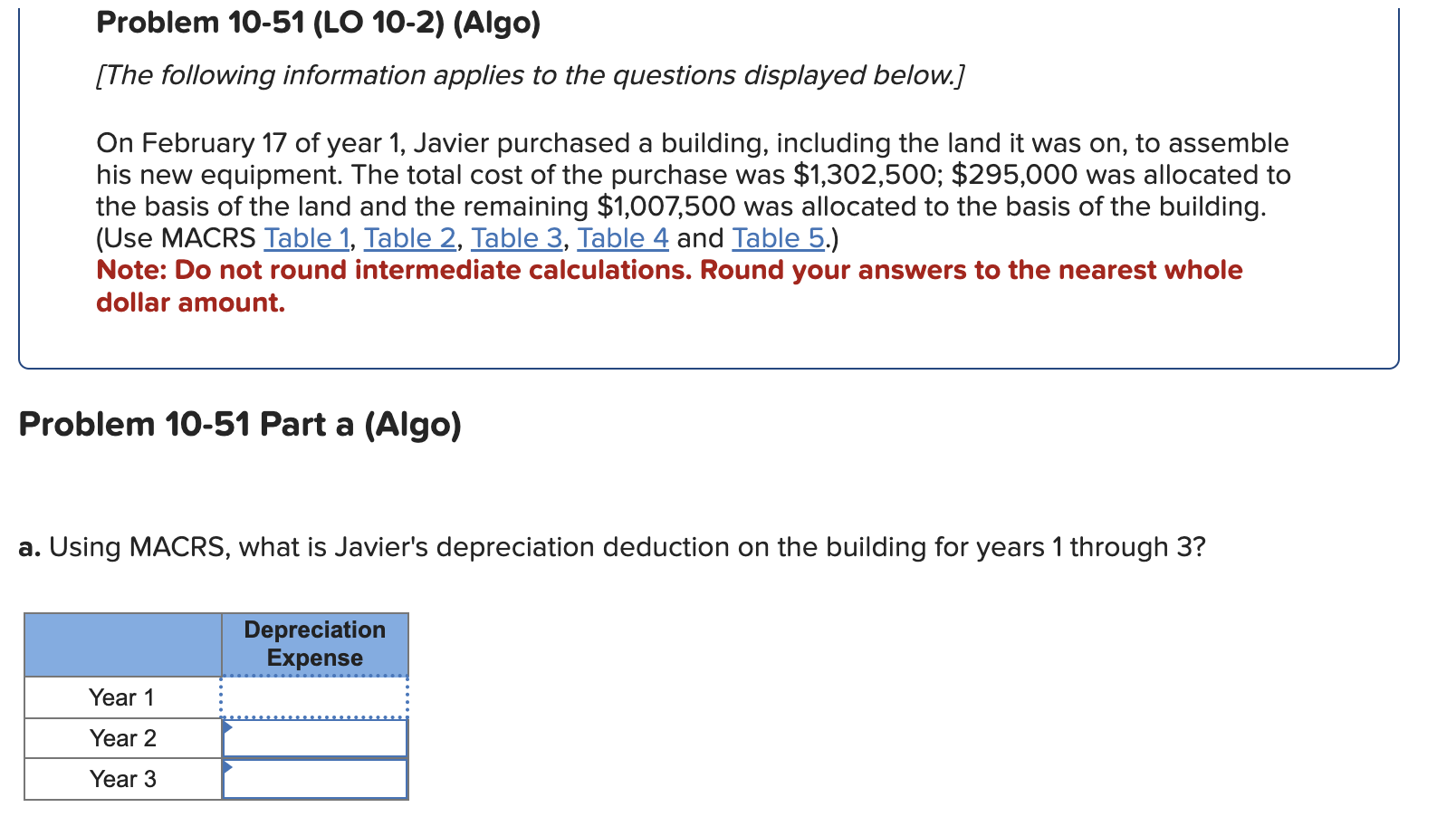 Solved Problem 10-51 (LO 10-2) (Algo) [The following | Chegg.com