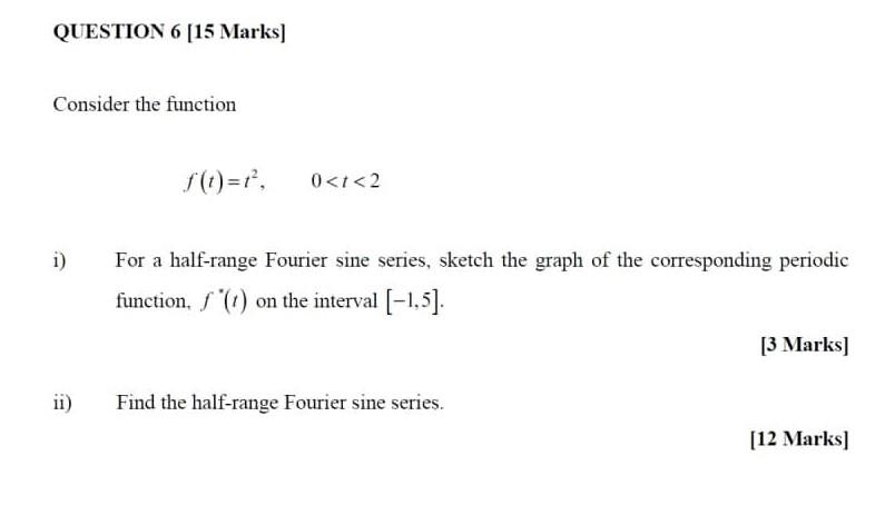 Solved QUESTION 6 [15 Marks) Consider the function 0 | Chegg.com