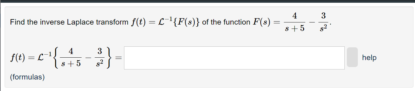 Solved Find the inverse Laplace transform f(t)=L−1{F(s)} of | Chegg.com