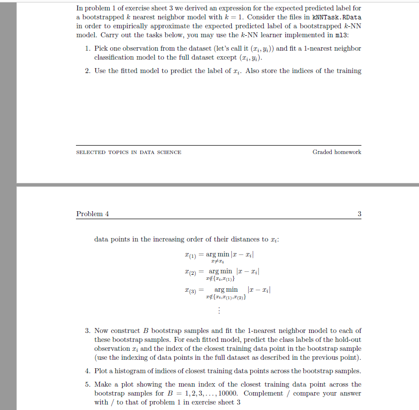 Solved In problem 1 of exercise sheet 3 we derived an | Chegg.com