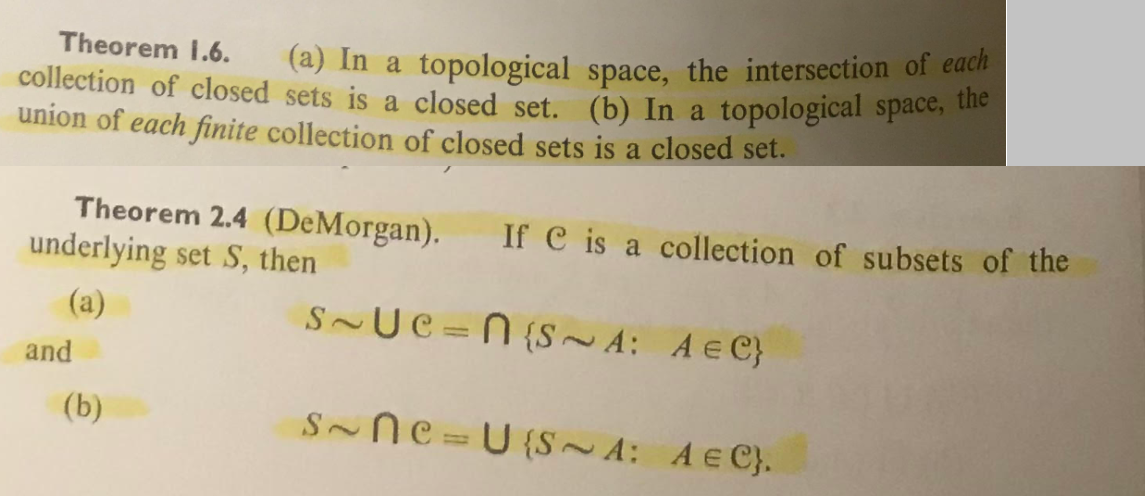 Solved Theorem 1.6. collection of closed sets is a closed | Chegg.com