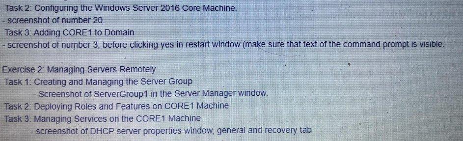 Solved Task 2: Configuring the Windows Server 2016 Core | Chegg.com