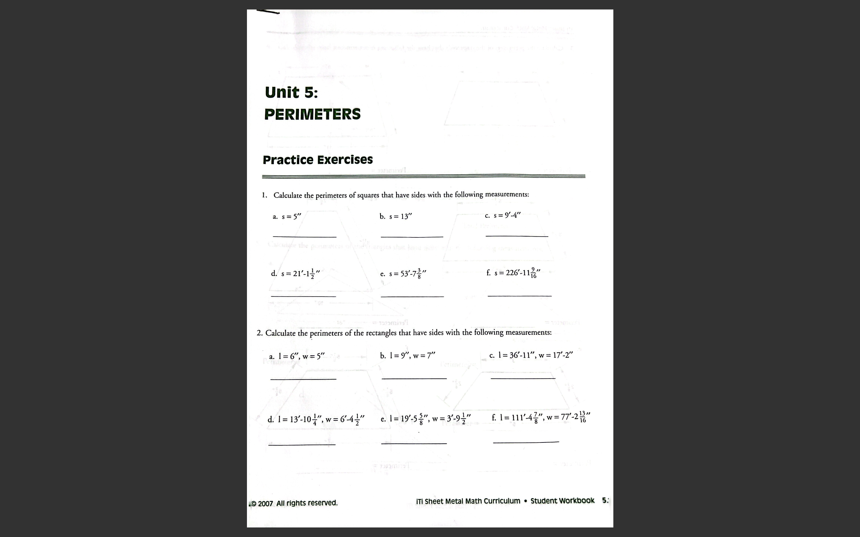 Solved Practice Exercises 1. Calculate the perimeters of | Chegg.com