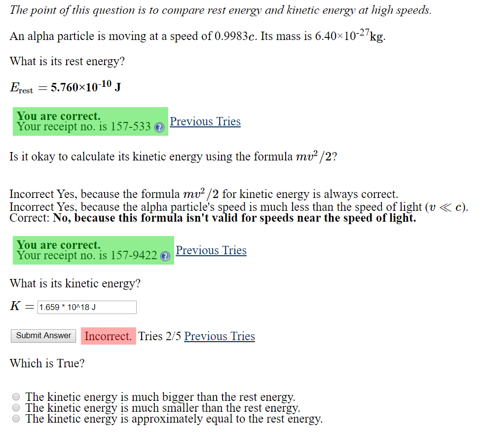 Solved The point of this question is to compare rest energy | Chegg.com