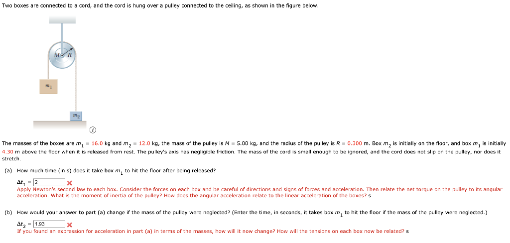 Solved Two boxes are connected to a cord, and the cord is | Chegg.com