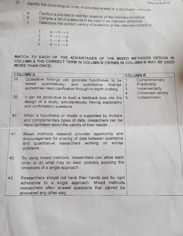 Solved 37 Identify the chronological order of activities | Chegg.com
