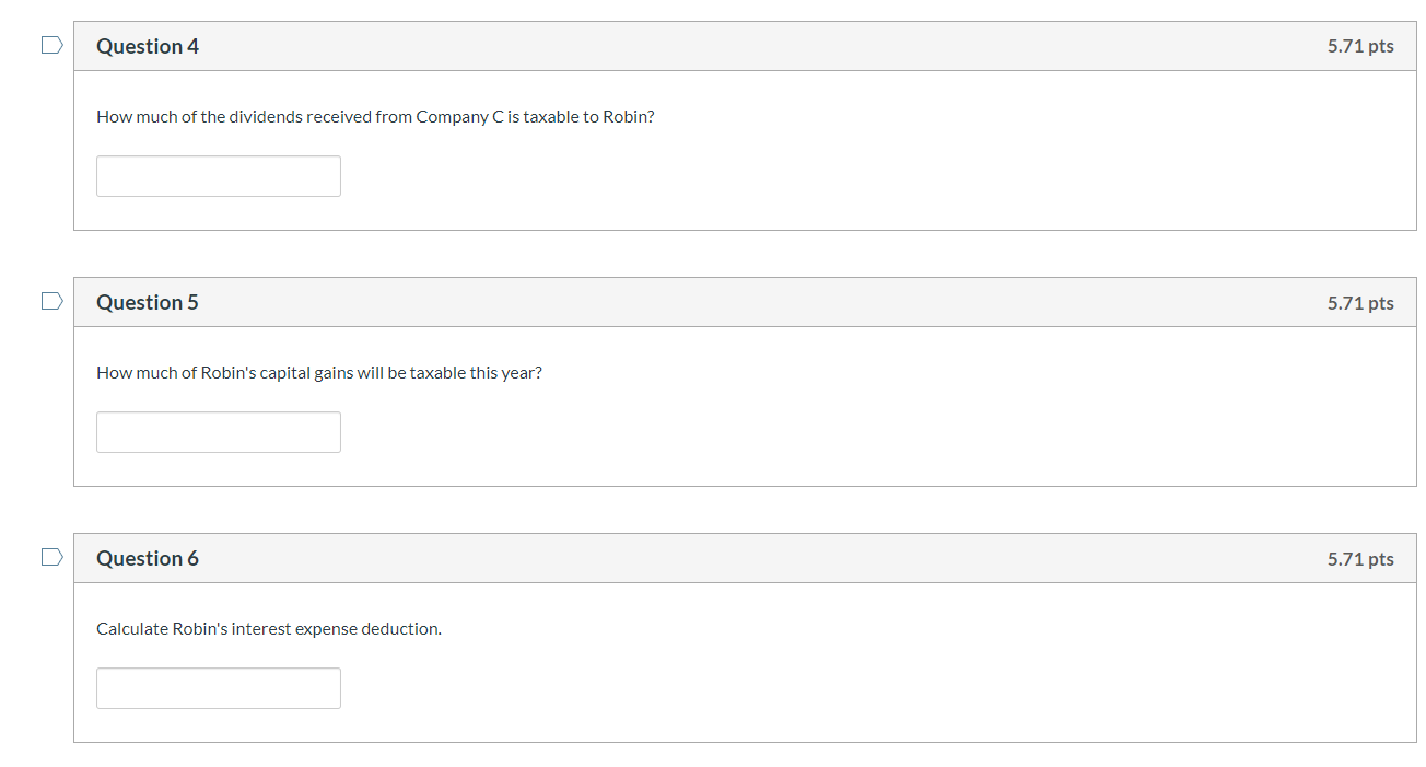 Solved Question 1 5.71 pts Robin wishes to deduct the | Chegg.com