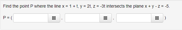 Solved Find the point P where the line x=1+t,y=2t,z=−3t | Chegg.com