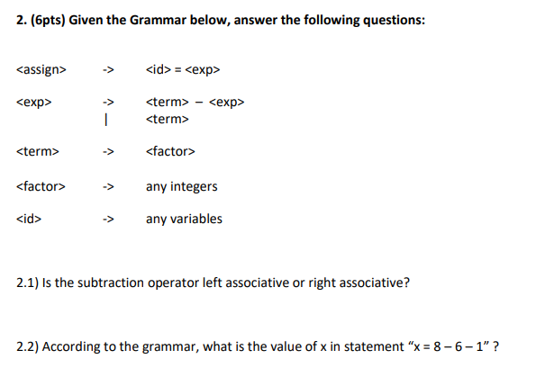 Solved 3. (6 pts) Show the leftmost derivation steps, using | Chegg.com