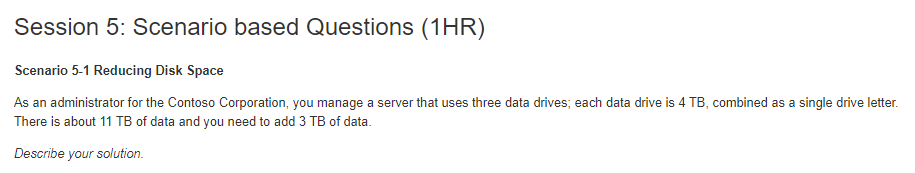 Session 1: Scenario based Questions (1HR) Scenario | Chegg.com