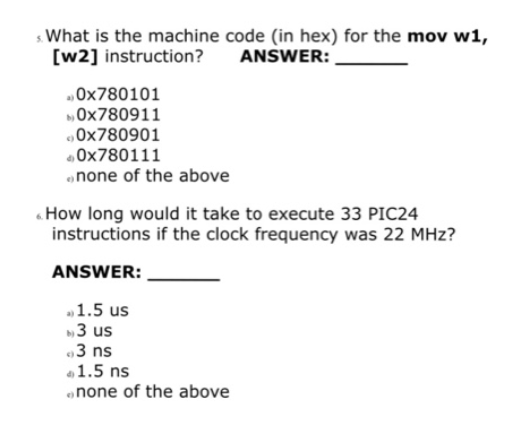 Solved What is the machine code (in hex) for the mov w1, | Chegg.com