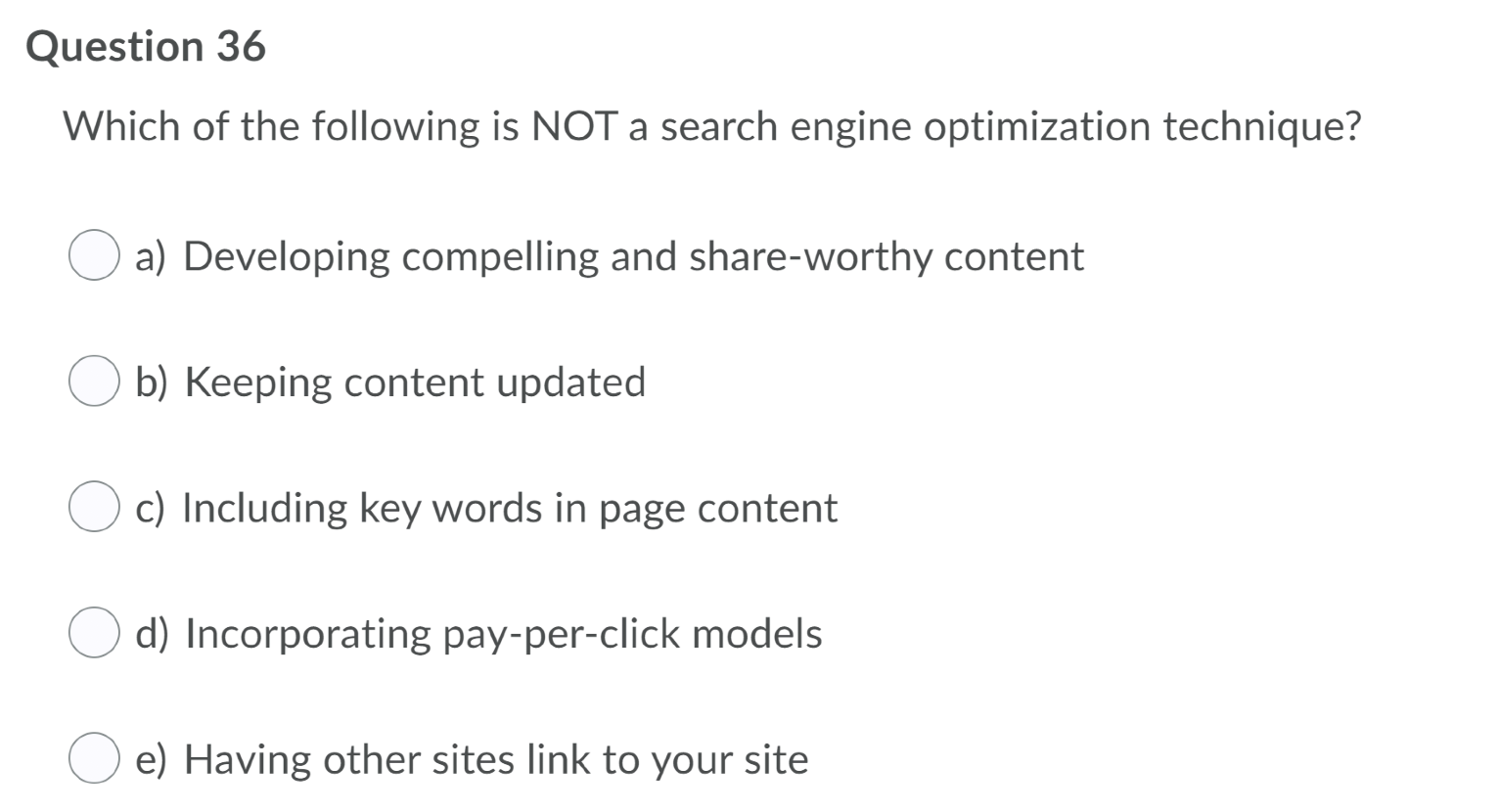 Solved Question 36 Which of the following is NOT a search | Chegg.com