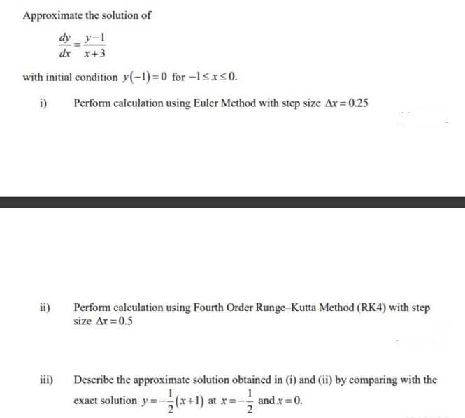 Solved Approximate the solution ofdydx=y-1x+3with initial | Chegg.com