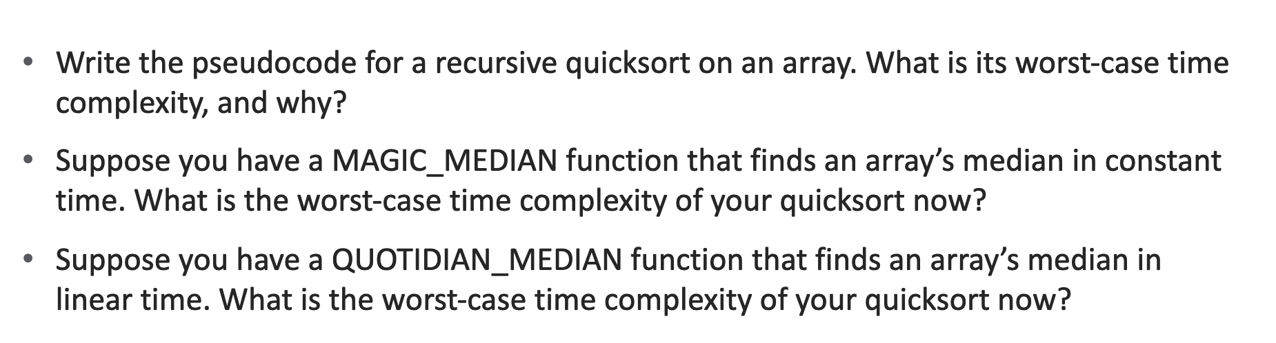 Solved • Write The Pseudocode For A Recursive Quicksort On 4468