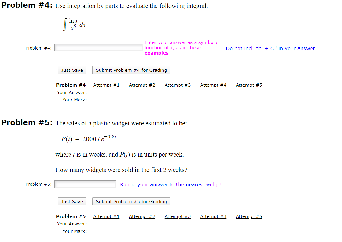 Solved Problem #4: Use integration by parts to evaluate the | Chegg.com