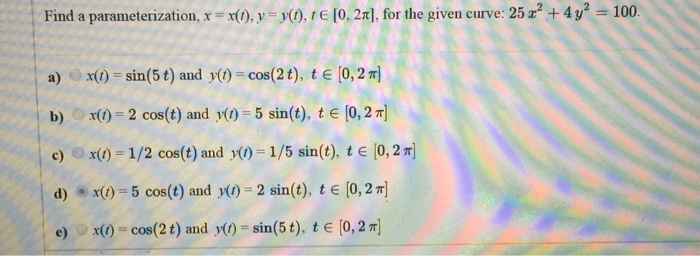Solved | Find a parameterization, x = x(1), y = y(), t e [0, | Chegg.com