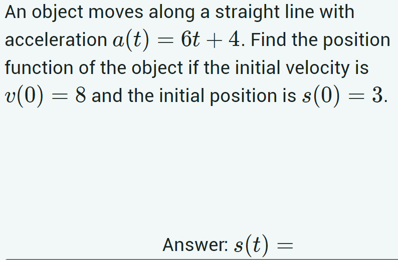 Solved An Object Moves Along A Straight Line With