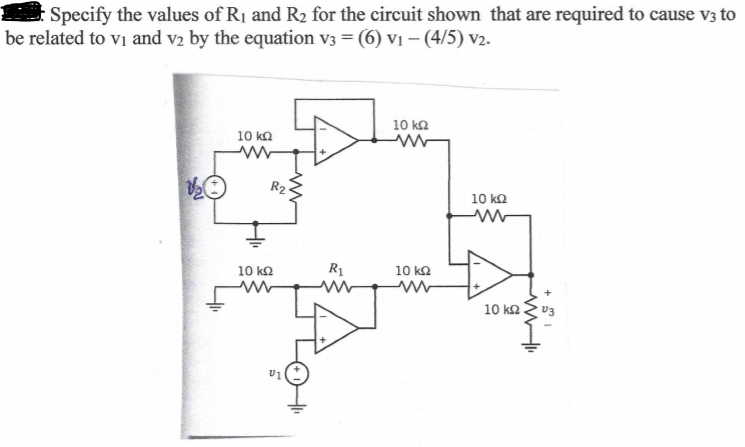 Solved Specify the values of R, and R2 for the circuit shown | Chegg.com