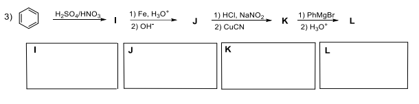 Solved 3) H2SO4/HNO 1 1) Fe, H30* 2) OH Solved 3) H2SO4/HNO 1 1) Fe, H30* 2) OH