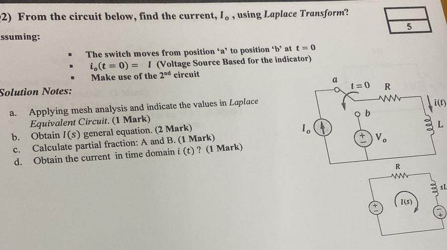 Solved 2) From the circuit below, find the current, I0, | Chegg.com