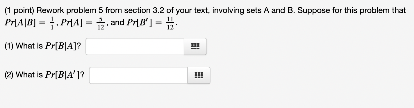 Solved (1 point) Rework problem 5 from section 3.2 of your | Chegg.com